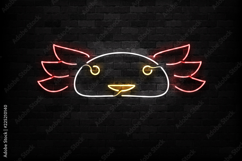 Vector realistic isolated neon sign of Axolotl logo for decoration and ...