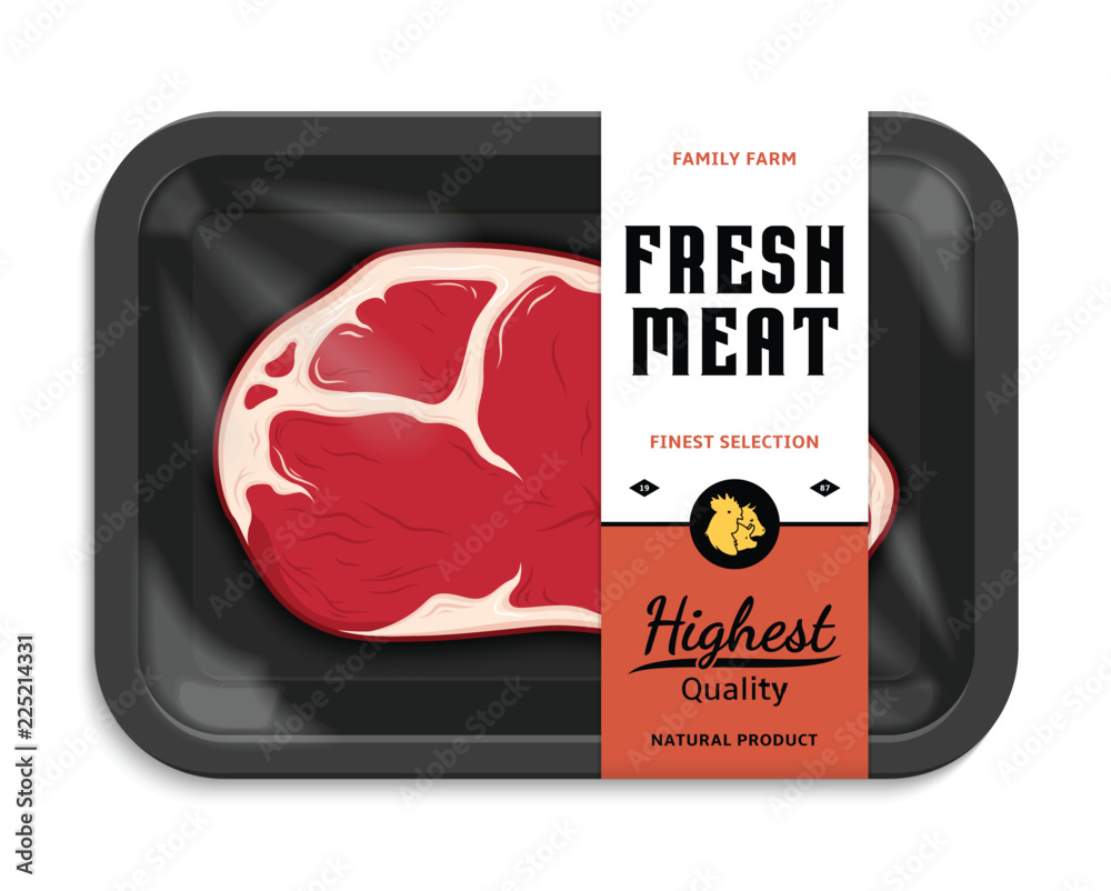 Vector meat packaging illustration Stock Vector | Adobe Stock