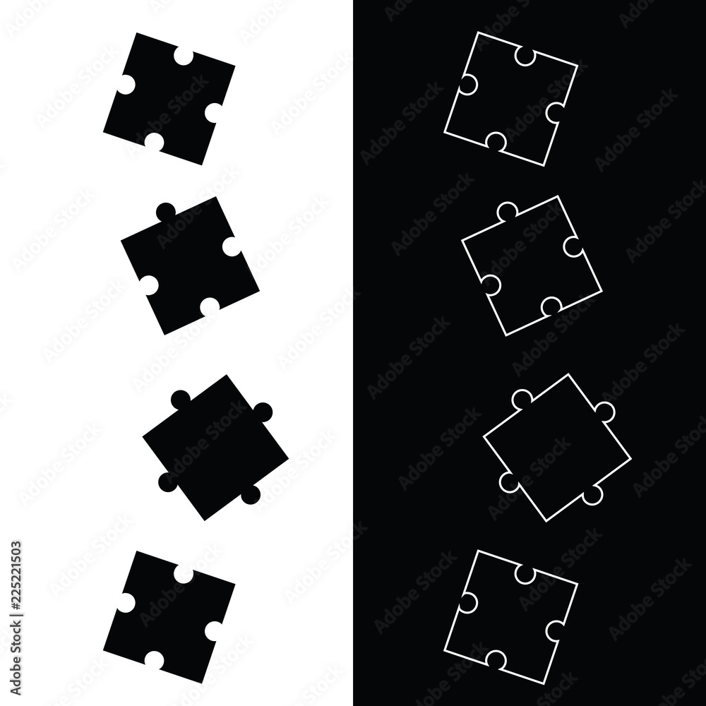 black and white theme with puzzle pieces vector - jigsaw puzzle vector ...