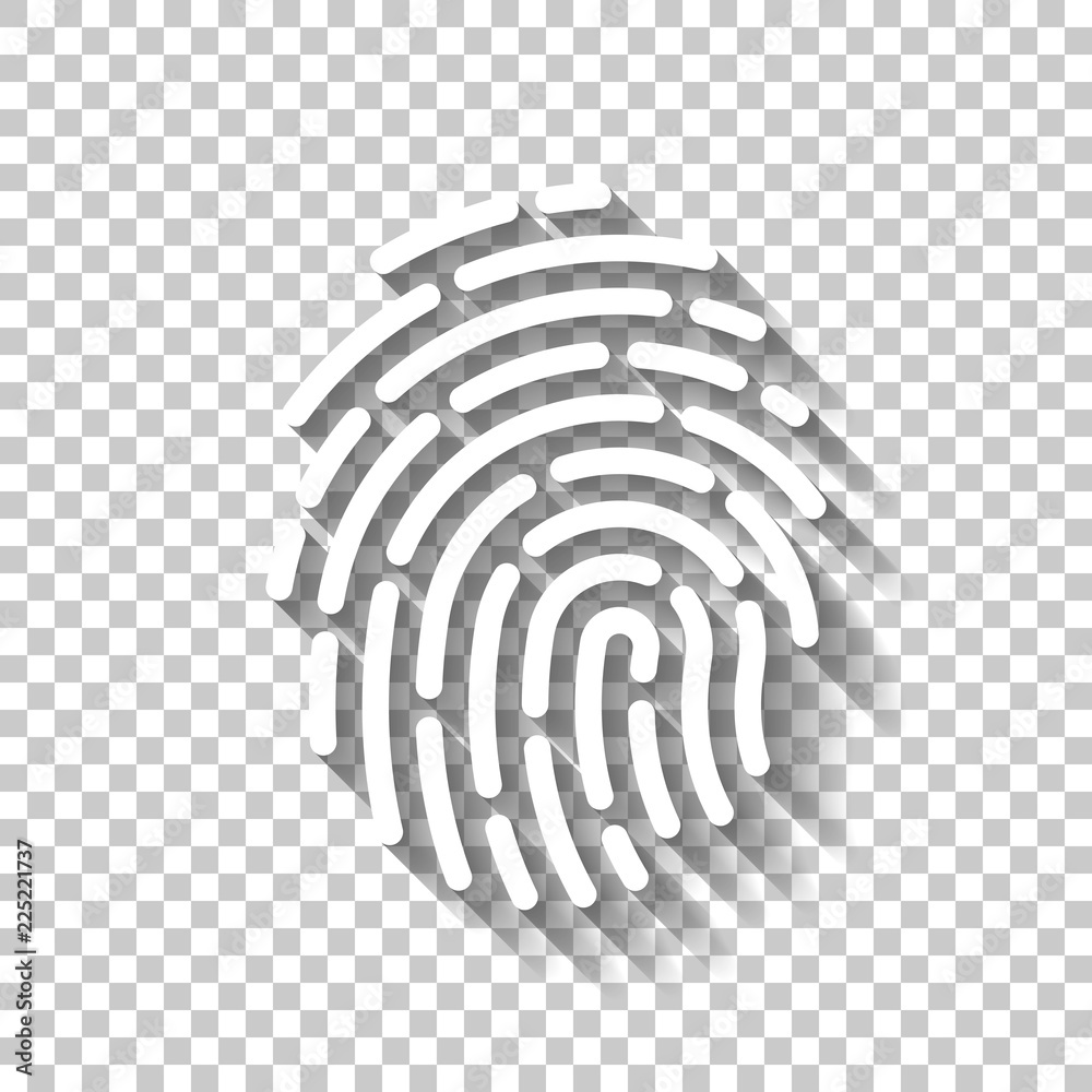 Fingerprint. Simple icon for logo or app. White icon with shadow Stock ...