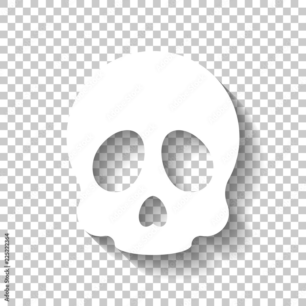 Simple skull icon. White icon with shadow on transparent backgro Stock ...