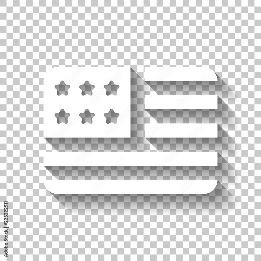 simple USA flag icon. Rectangle shape. White icon with shadow on Stock ...