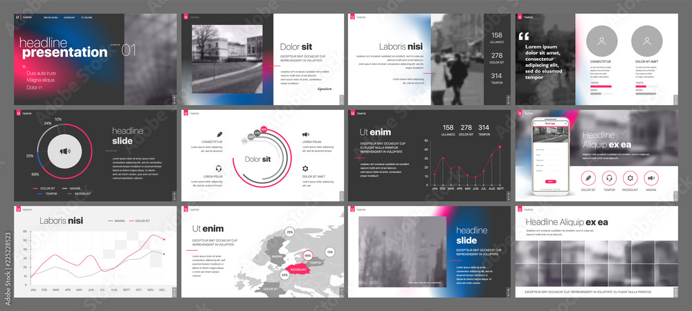 Presentation template. Gradient elements for slide presentations on a ...