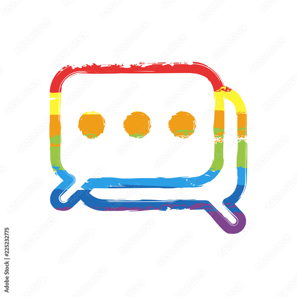 Simple chat. Couple of square text clouds. Linear icon with thin ...