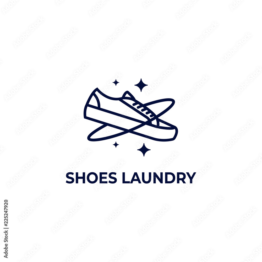 Galaxy shoe laundry clean and care logo icon symbol monoline line ...