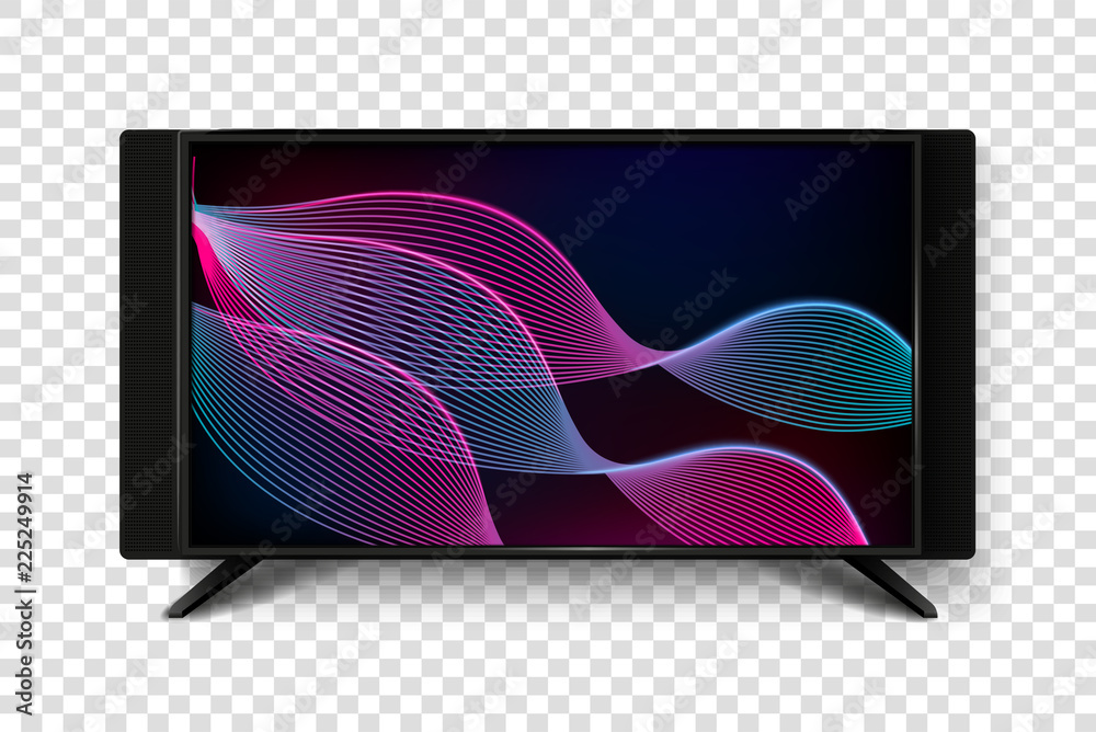 Modern smart TV set 3d vector illustration. Isolated realistic icons on ...