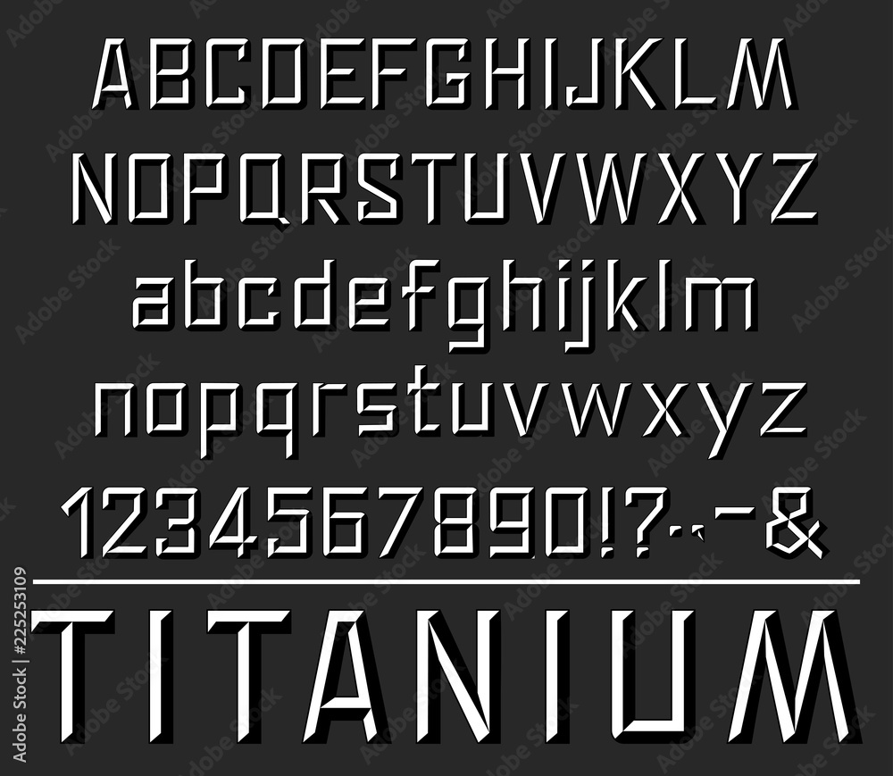 Vector Titanium font letters alphabet Stock Vector | Adobe Stock