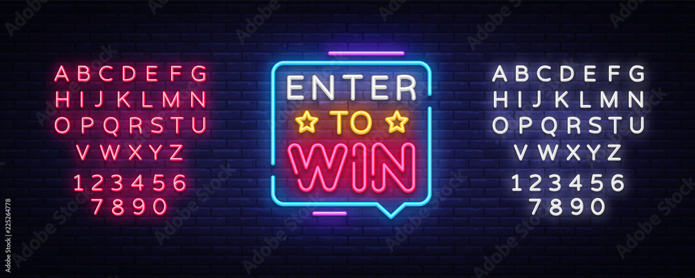 Enter to Win Neon Text Vector. Enter to Win neon sign, design template ...