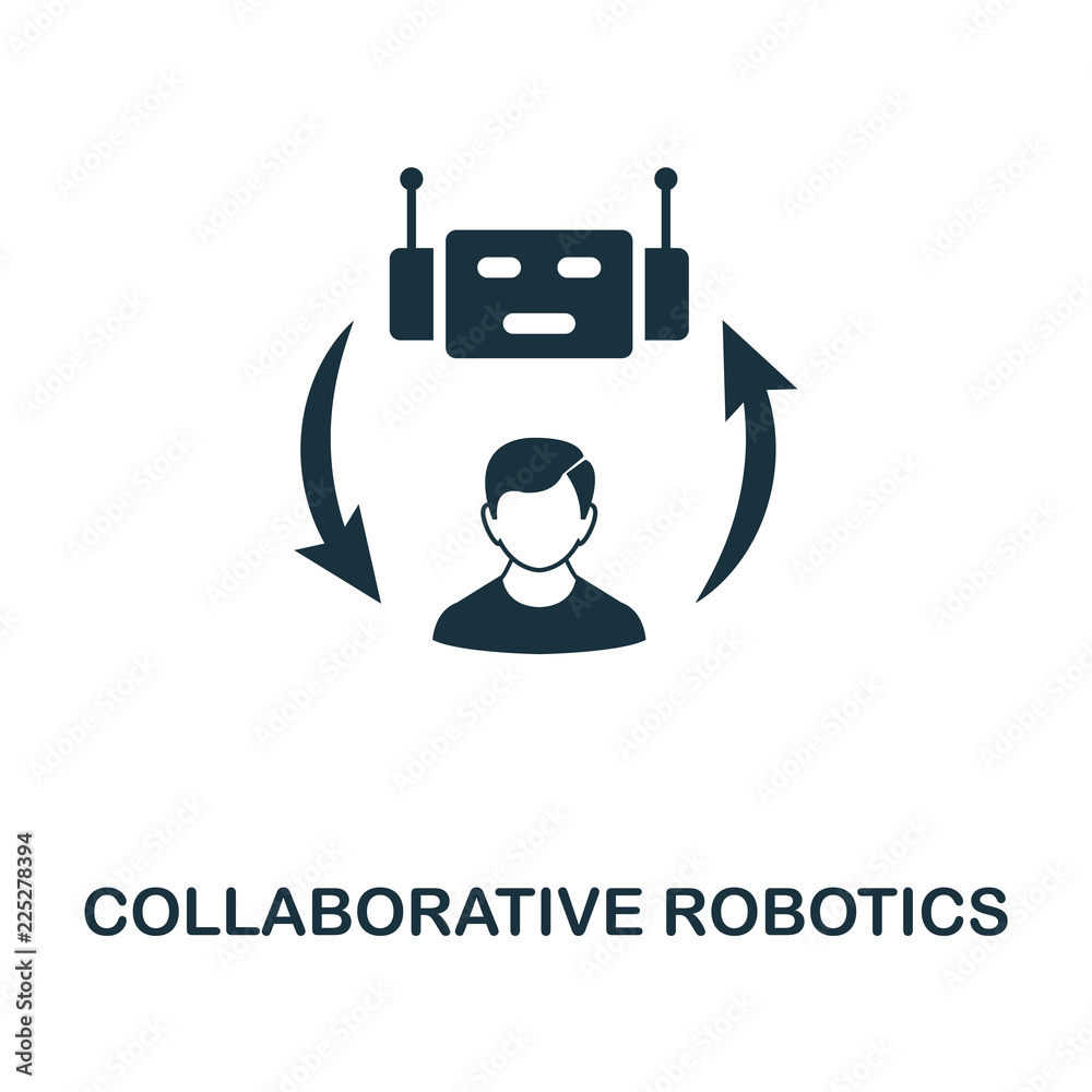 Collaborative Robotics icon. Monochrome style design from industry 4.0 icon collection. UI and ...