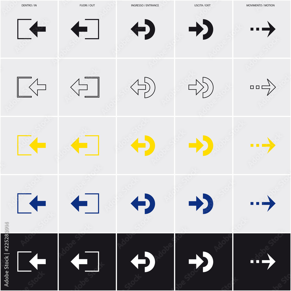Set di cinque simboli (freccia) con variante colore Stock Vector ...