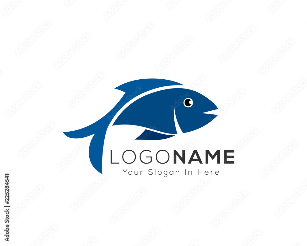 simple fish art logo, blue fish logo Stock Vector | Adobe Stock