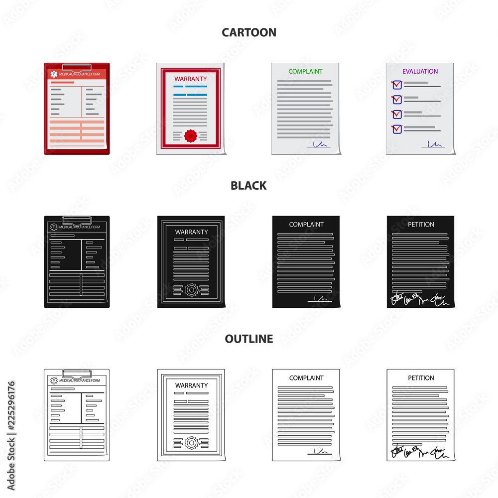 Isolated object of form and document sign. Collection of form and mark ...