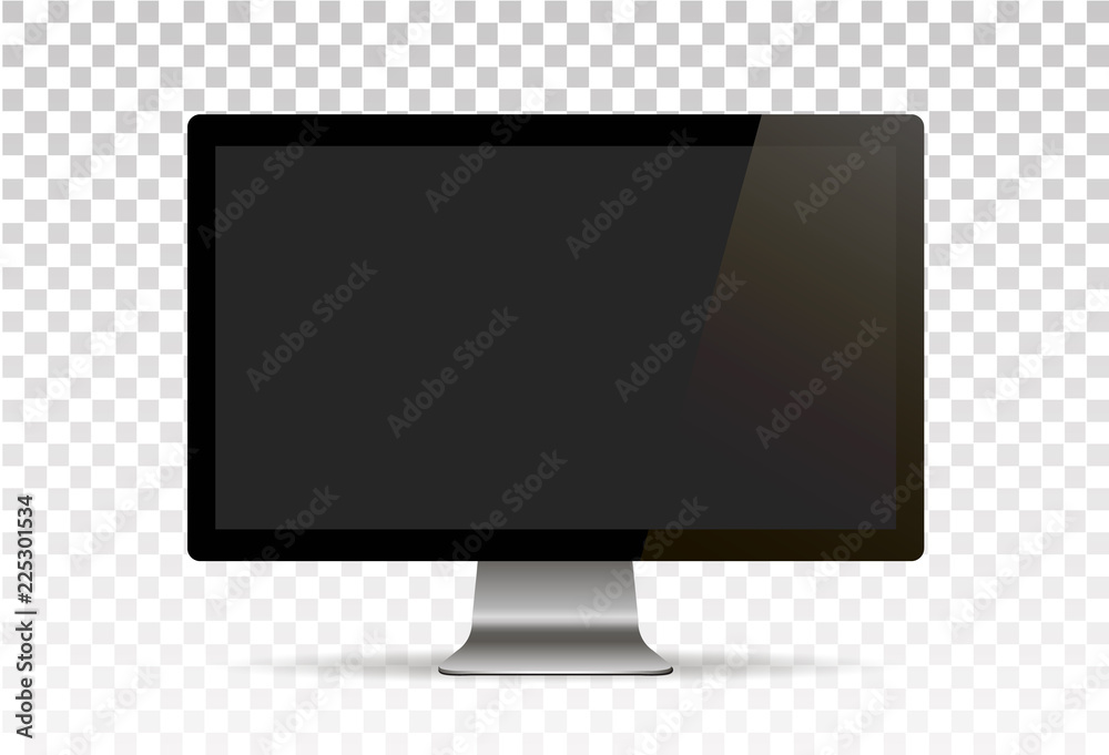 Vector mock up. Realistic computer monitor with empty screen standing ...