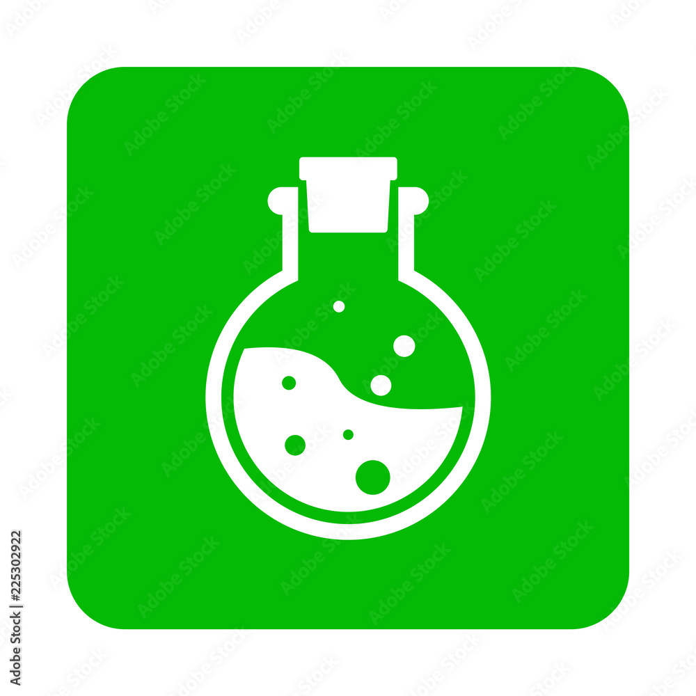 Icono plano probeta circular con liquido en cuadrado verde Stock ...