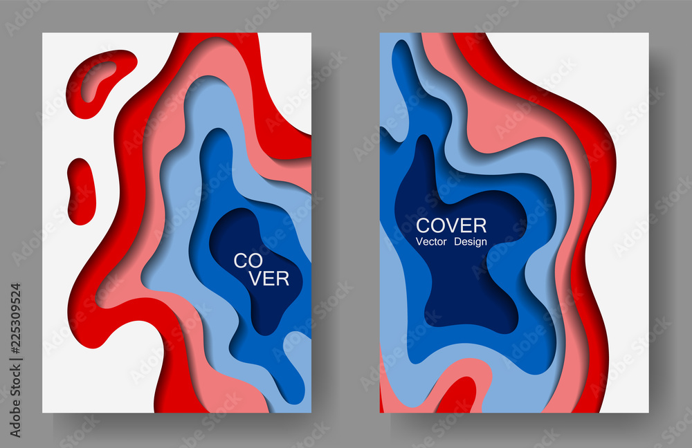 Vector paper cut layouts design set for presentations, flyers, posters ...