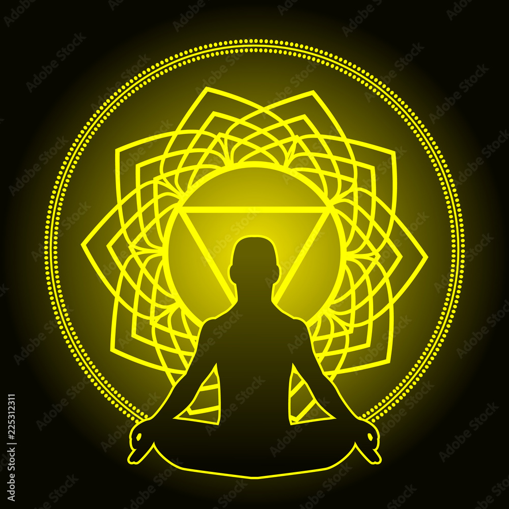 Silhouette of man with symbols of chakra Stock Vector | Adobe Stock