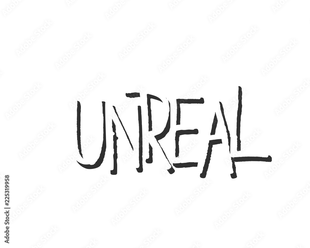 unreal lettering design sleng text logo. Decorative typography element ...