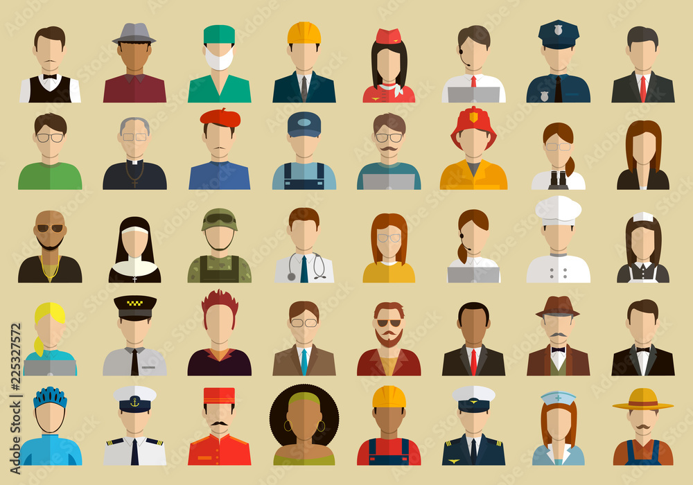 People of different occupations. Professions icons set. Flat design ...