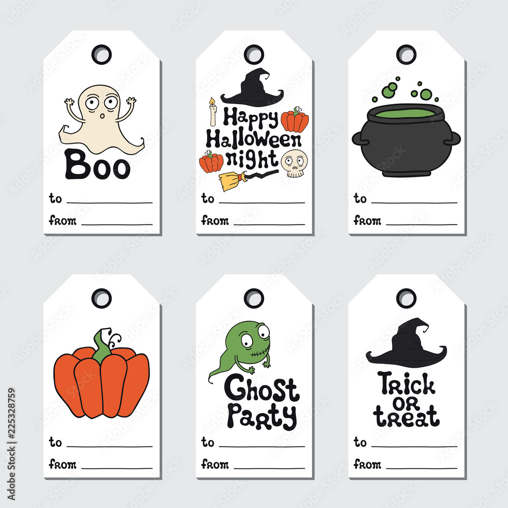 Halloween gift tags. Printable tags collection. Handdrawn lettering ...