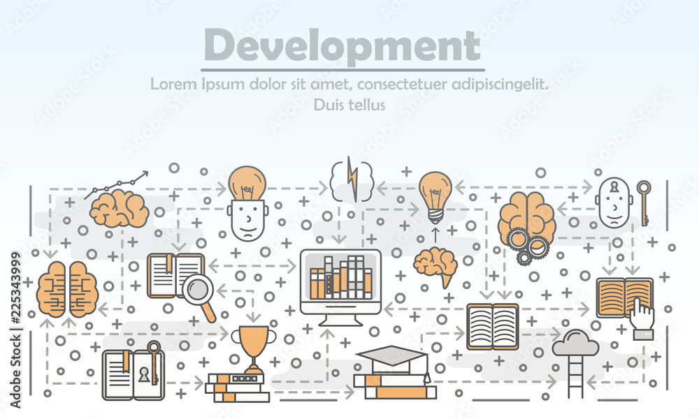 Vector thin line art brain training poster banner Stock Vector | Adobe ...