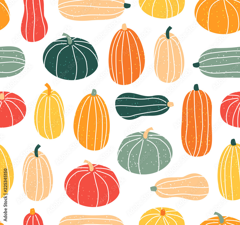 Seamless pattern with pumpkin in pastel colors. Vector illustration in ...