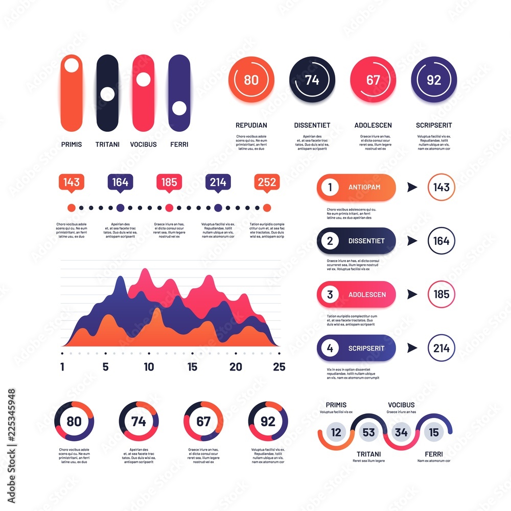 Infographic. Multipurpose economic charts marketing graphs, process ...