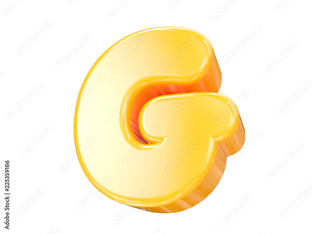 3D Plastic cartoon font. Children and kids school, 3d render Letter G ...
