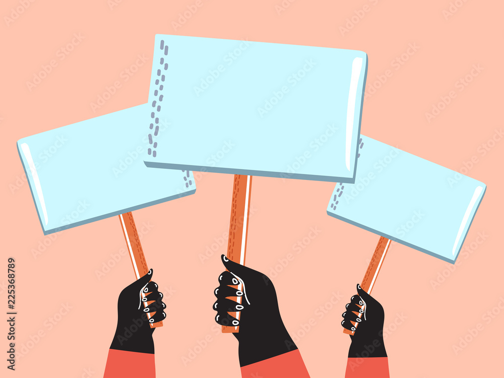 Vector cartoon illustration of hands holding plate. Presidential ...