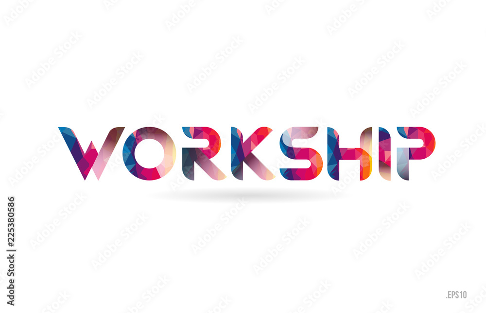 Poster workship colored rainbow word text suitable for logo design ...