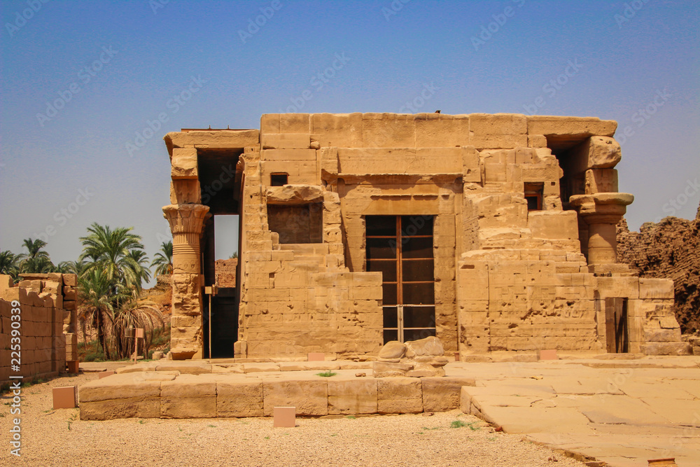 The ruins of the beautiful ancient temple of Dendera or Hathor Temple ...