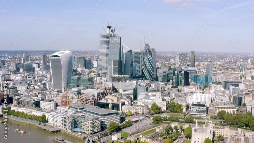 Modern Office Towers Aerial View in Business and Financial District in ...