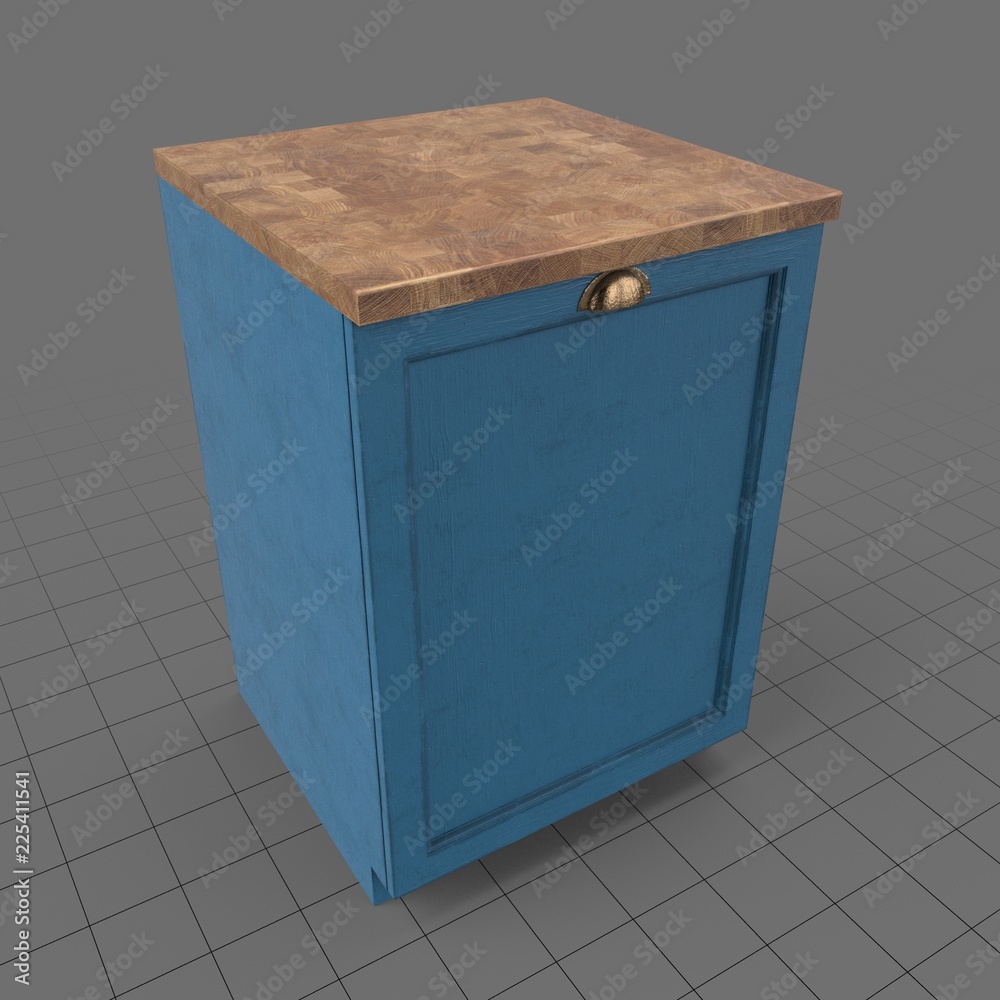 Square kitchen cabinet unit Stock 3D asset | Adobe Stock