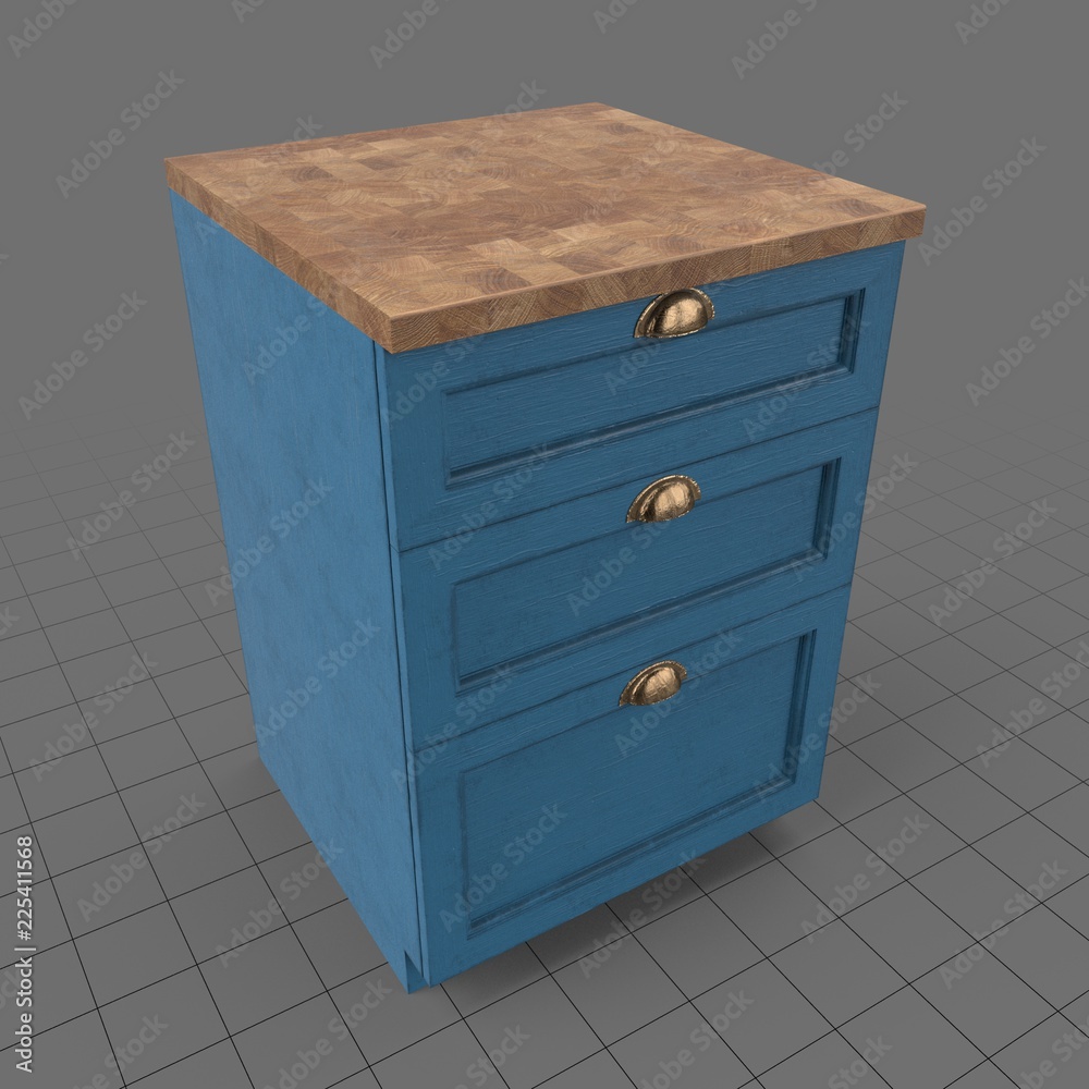 Square kitchen drawer unit Stock 3D asset | Adobe Stock