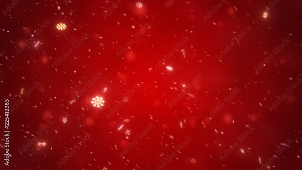 Christmas falling magic snow on a red background. Snowstorm background ...