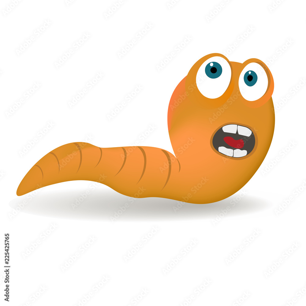 Cartoon crazy worm isolated on white background. Stock Vector | Adobe Stock