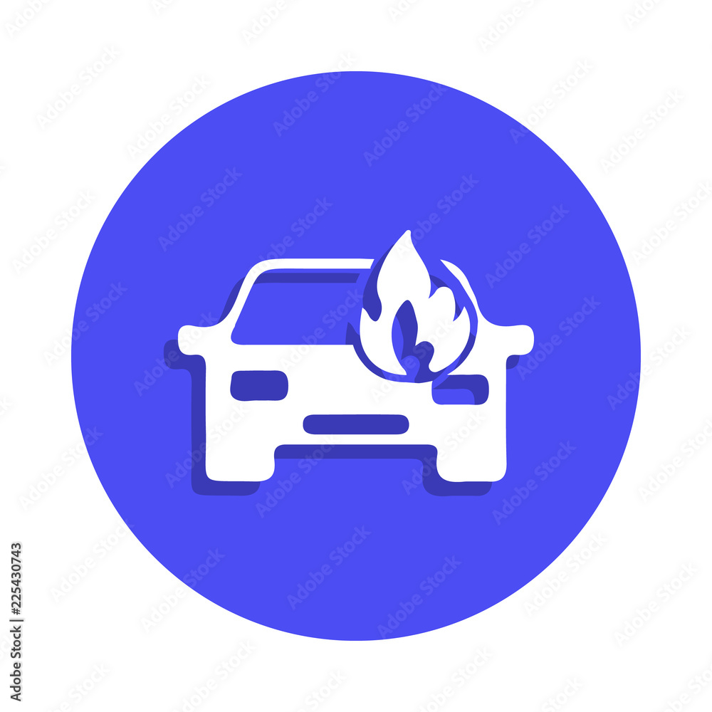car fired icon in badge style. One of fire guard collection icon can be ...