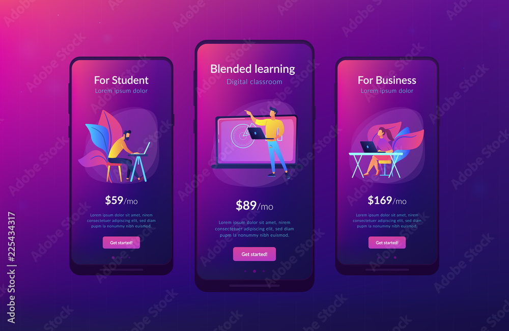 Students with laptop and lector in front of interactive board. Digital ...