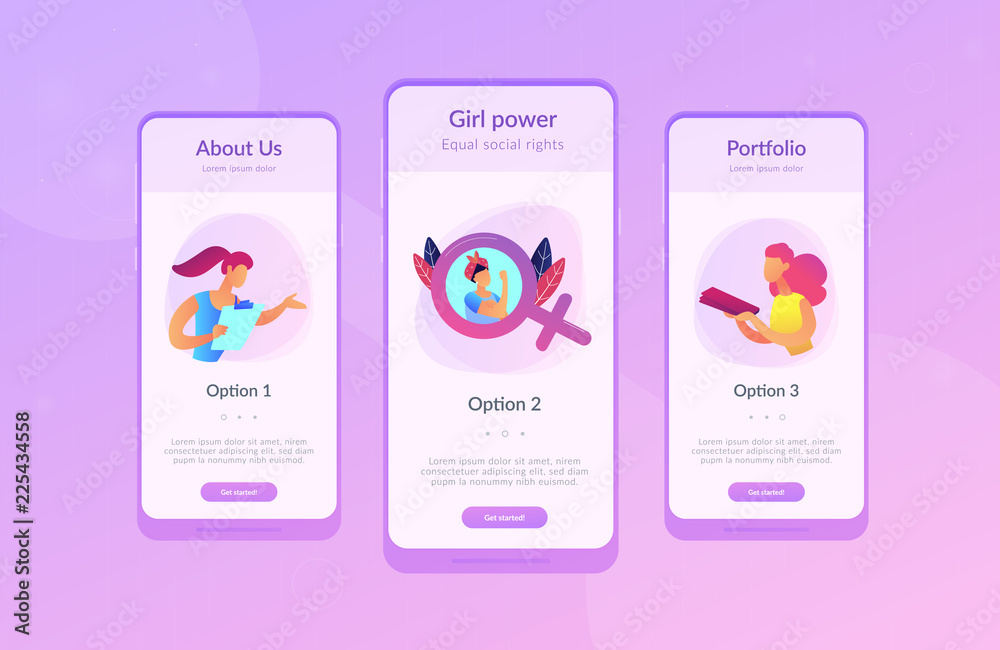 A woman image in female gender sign showing biceps as a concept of ...