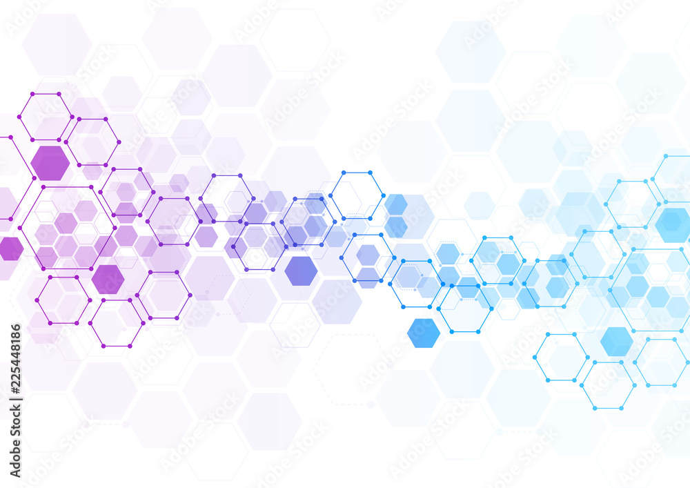 Abstract Hexagonal Molecular Structures In Technology Background And Science Style Medical