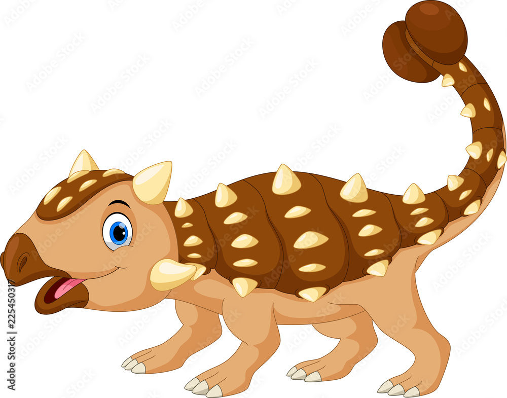 Cartoon cute ankylosaurus isolated on white background Stock Vector ...