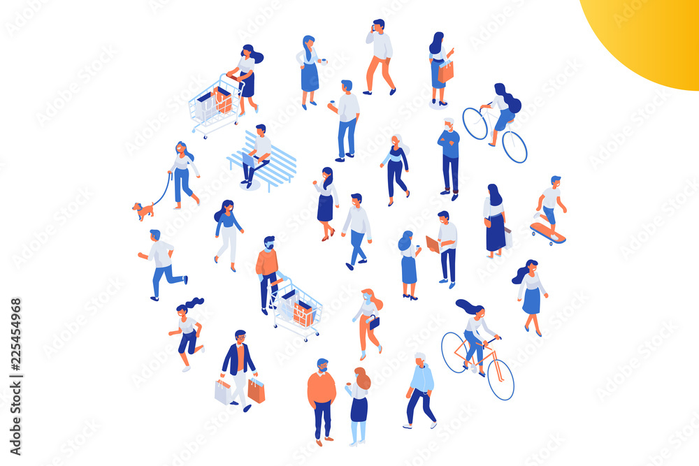 Different isomeric people vector set isolated on white. Male and female ...