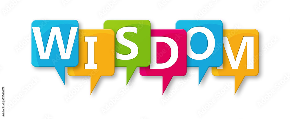 Wisdom - letters written in beautiful boxes on white background Stock ...