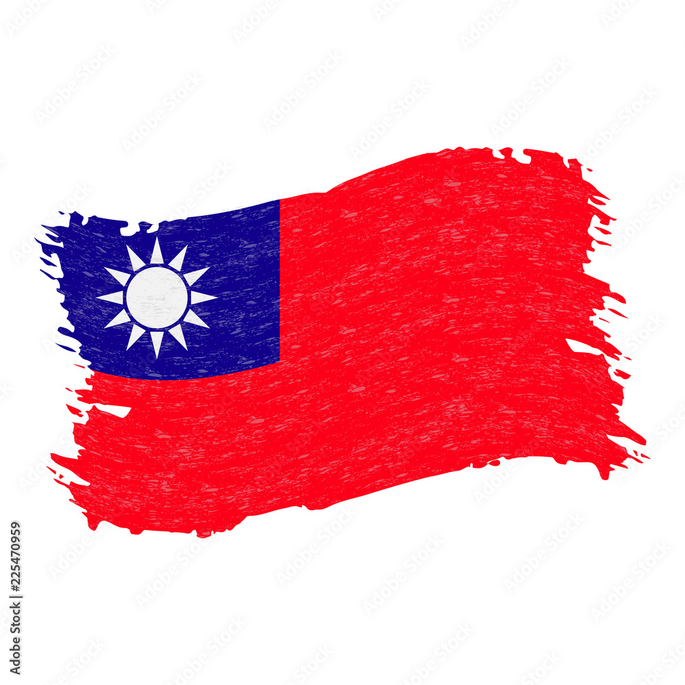 Flag of Taiwan, Grunge Abstract Brush Stroke Isolated On A White ...
