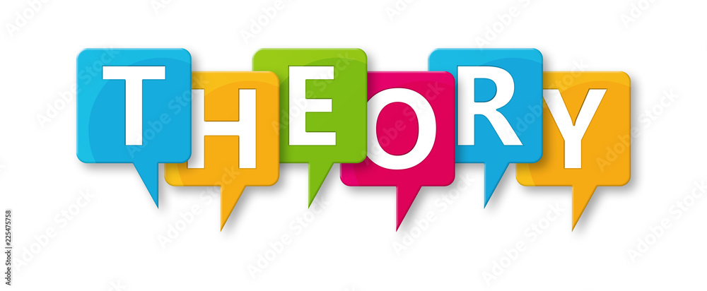 Theory - letters written in beautiful boxes on white background Stock ...