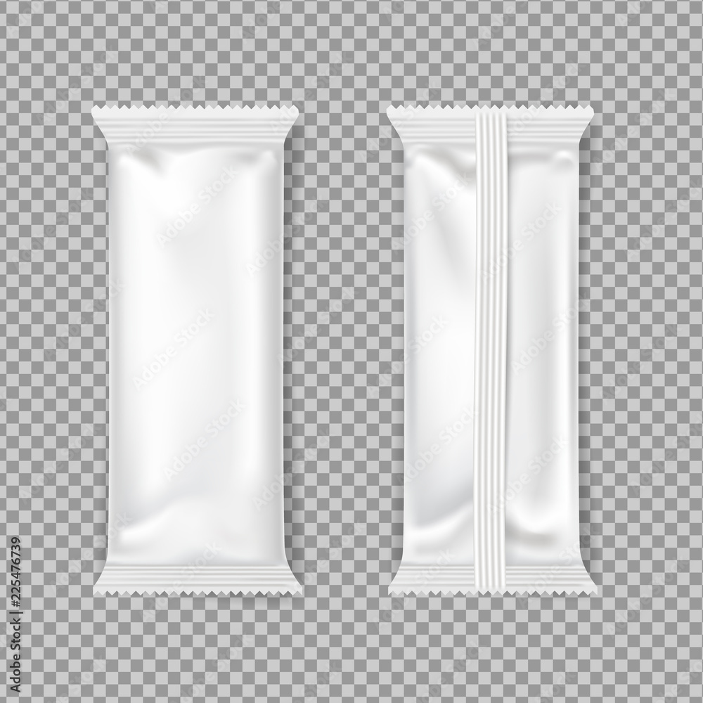 white chocolate bar packaging. Vector mockup. upper and back side Stock ...