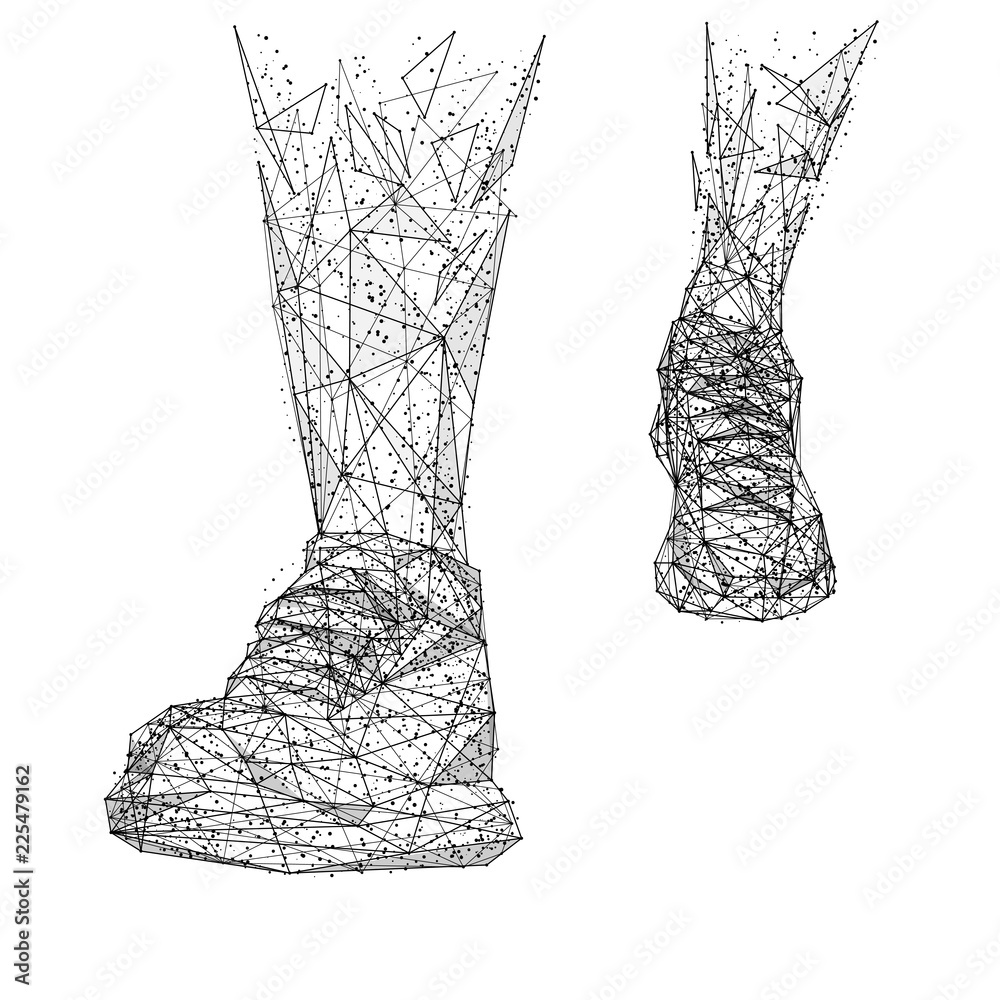 The legs go. Isolated black vector illustration in low-poly style on a ...