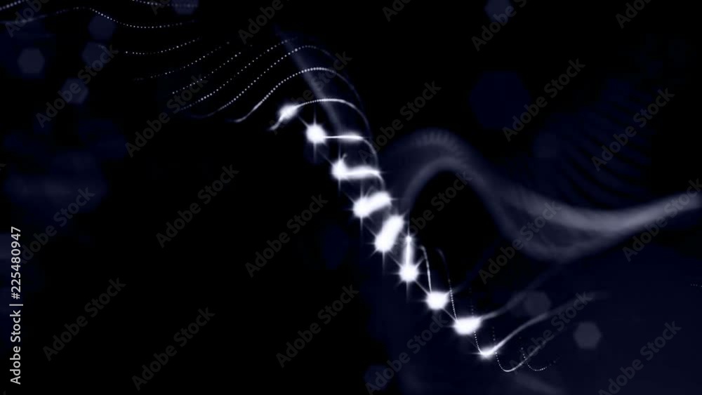 3d render of loop sci-fi animation with glow particles form rolling structures. Seamless footage ...