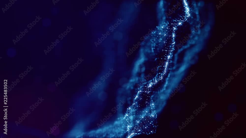 3d render loop sci-fi animation with glow particles form rolling structures. Seamless footage as ...