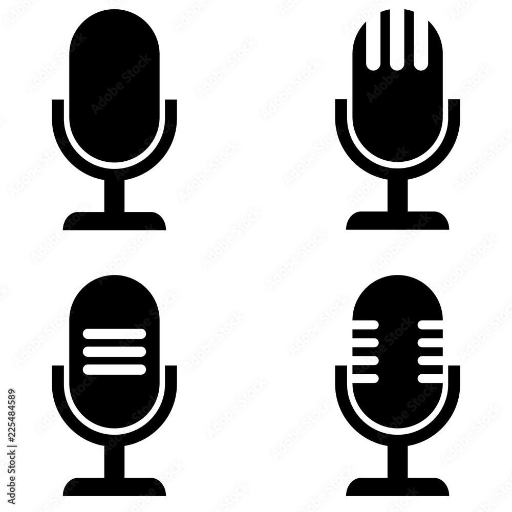 Microphone vector icon, logo on a white background Stock Vector | Adobe ...