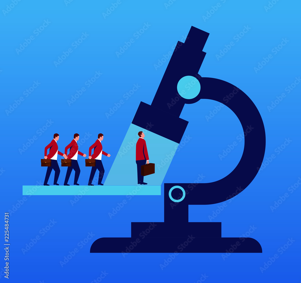 Business people standing in line under the microscope Stock Vector ...